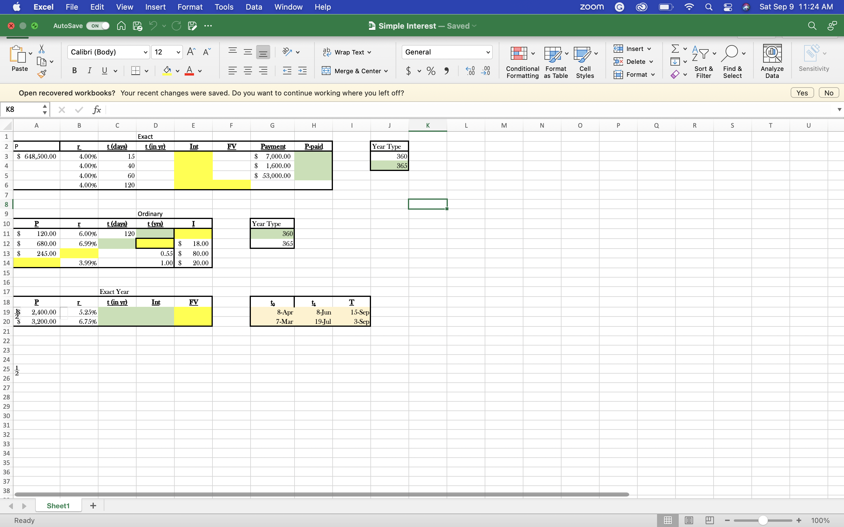 Solved enter the formulas in the yellow cells and green | Chegg.com