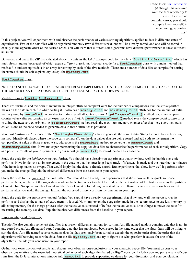 Solved public class SortingAndSearching