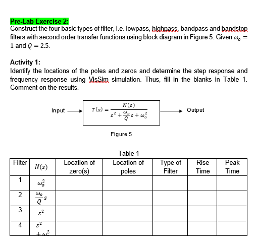 Solved Pre-Lab Exercise 2: Construct the four basic types of | Chegg.com