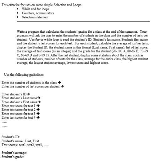Solved This exercise focuses on some simple Selection and | Chegg.com