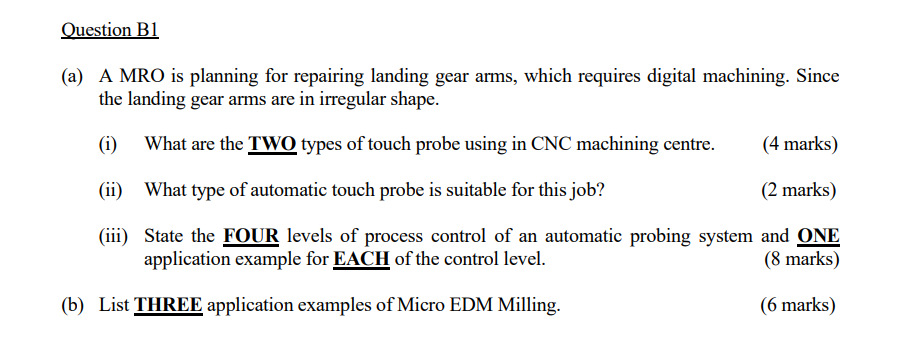 Solved Question B1 (a) A MRO is planning for repairing | Chegg.com