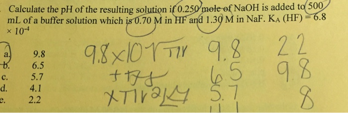 Solved Calculate the pH of the resulting solution if 0.250 | Chegg.com