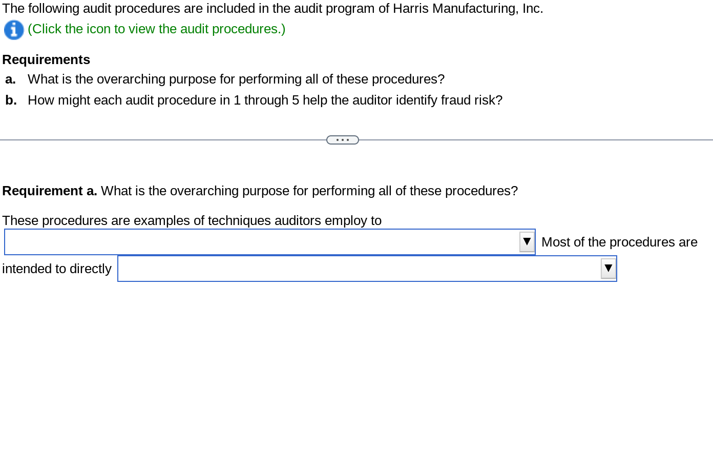 The following audit procedures are included in the | Chegg.com
