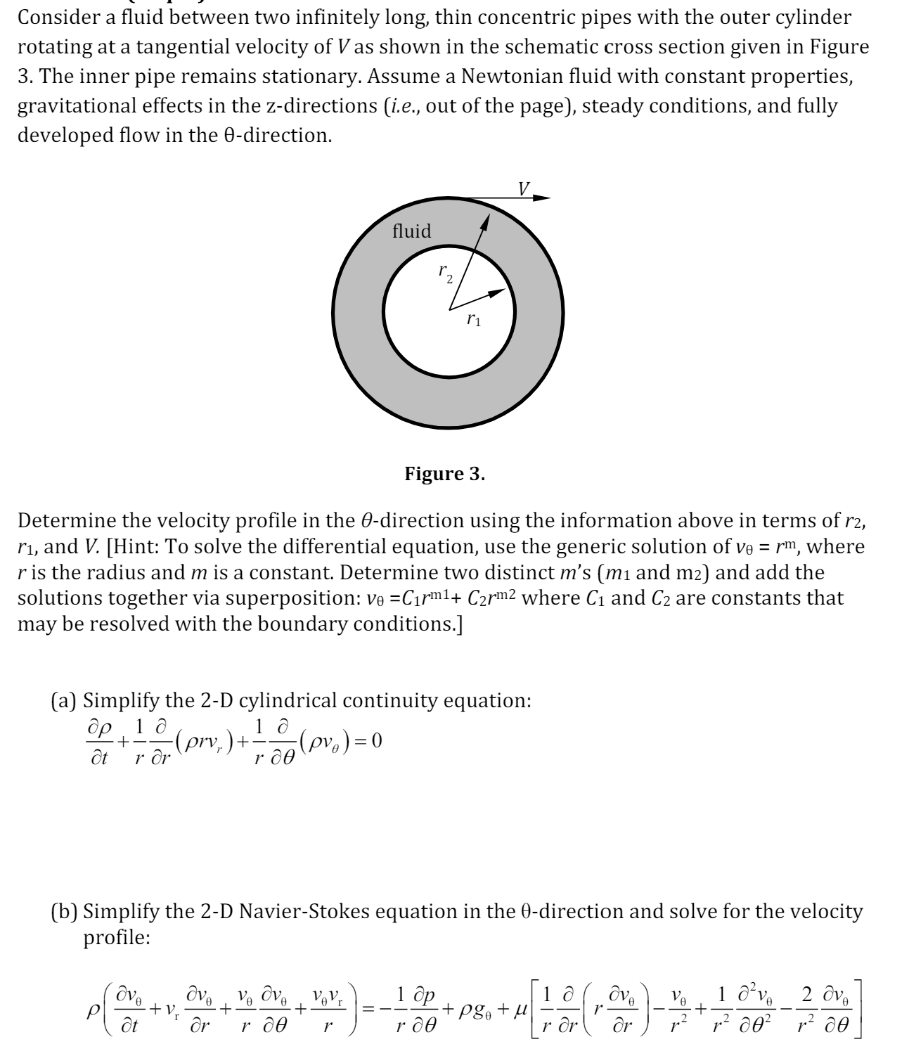 Solved Consider a fluid between two infinitely long, thin | Chegg.com