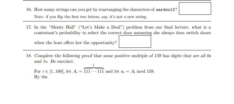 Solved 16. How many strings can you get by rearranging the | Chegg.com
