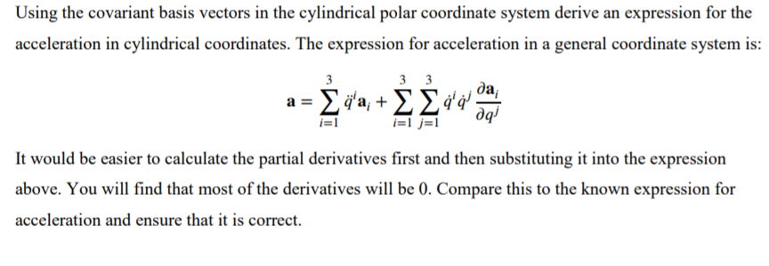 Solved Using the covariant basis vectors in the cylindrical | Chegg.com
