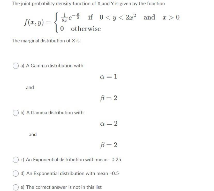 Solved The joint probability density function of X and Y is | Chegg.com