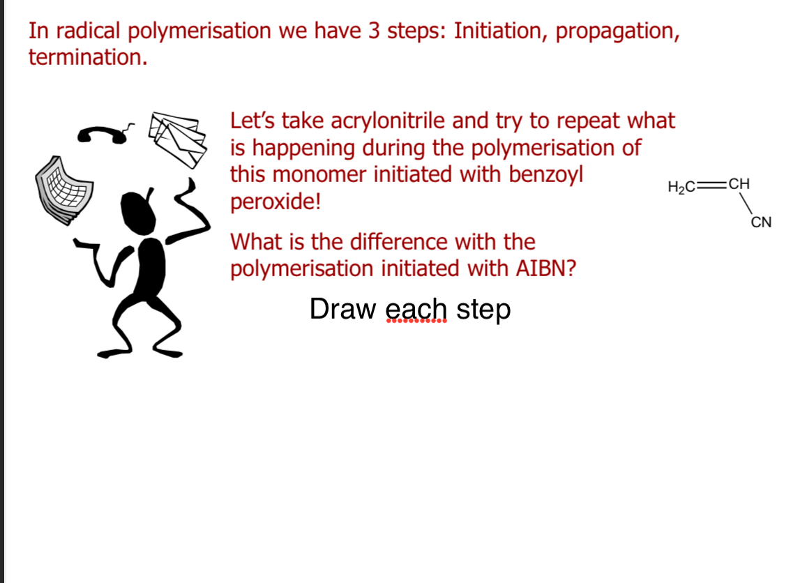 Solved In radical polymerisation we have 3 ﻿steps: | Chegg.com