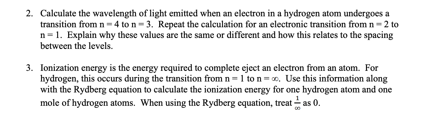 Solved 2 Calculate The Wavelength Of Light Emitted When An