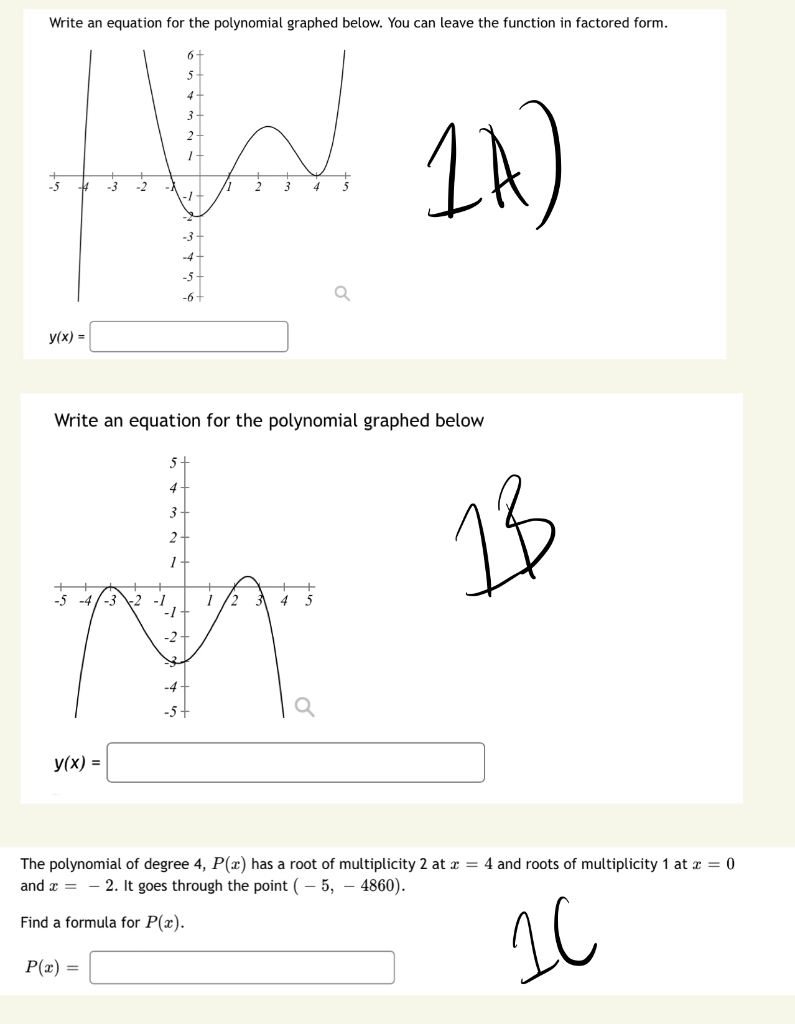 Solved Write an equation for the polynomial graphed below. | Chegg.com