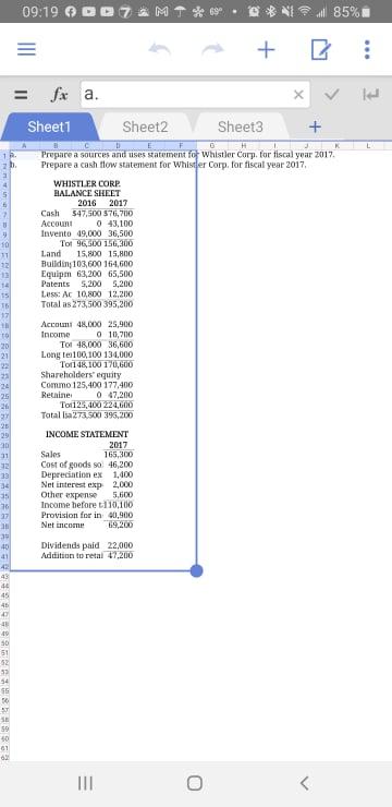 Solved How do I create the sources and uses statement as | Chegg.com