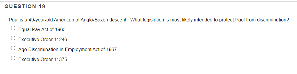 Solved QUESTION 19 Paul is a 49-year-old American of | Chegg.com