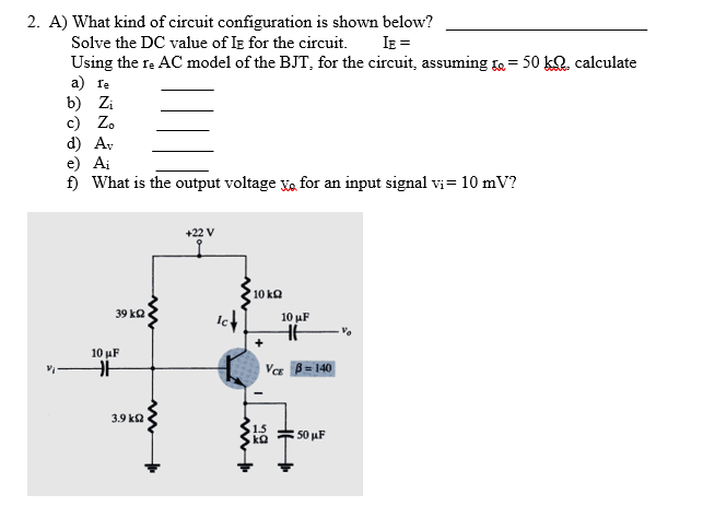 Solved A) ﻿What kind of circuit configuration is shown | Chegg.com