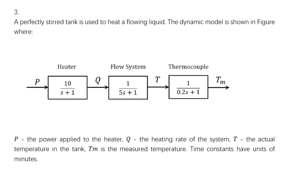 Solved 3. A perfectly stirred tank is used to heat a flowing | Chegg.com
