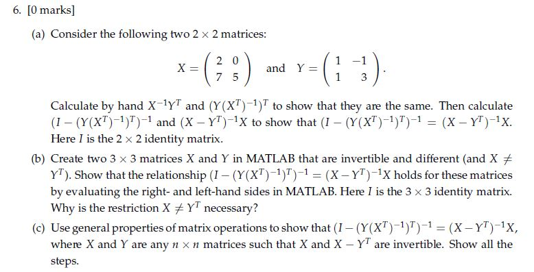 Solved 6. [0 marks] (a) Consider the following two 2 × 2 | Chegg.com