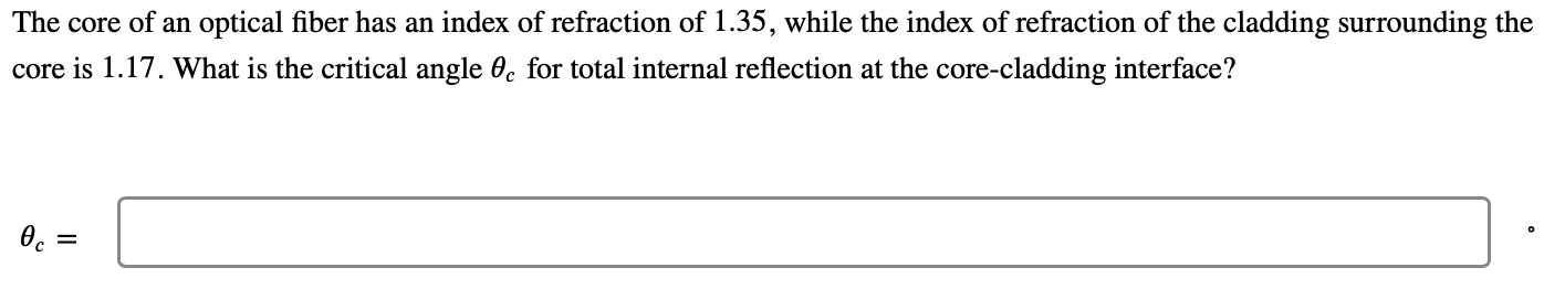 Solved The core of an optical fiber has an index of | Chegg.com
