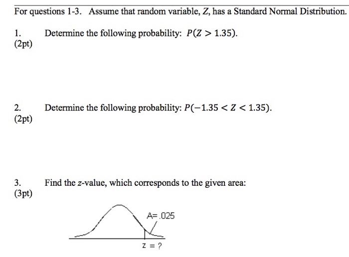 Solved For questions 1-3. Assume that random variable, Z, | Chegg.com