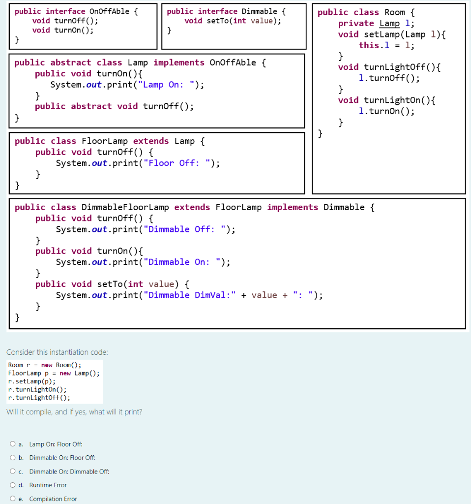 Solved public interface OnOffAble { void turnoff(); void | Chegg.com