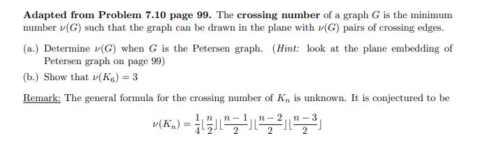 Solved Adapted from Problem 7.10 page 99. The crossing | Chegg.com