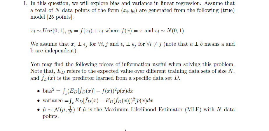 In this question, we will explore bias and variance | Chegg.com