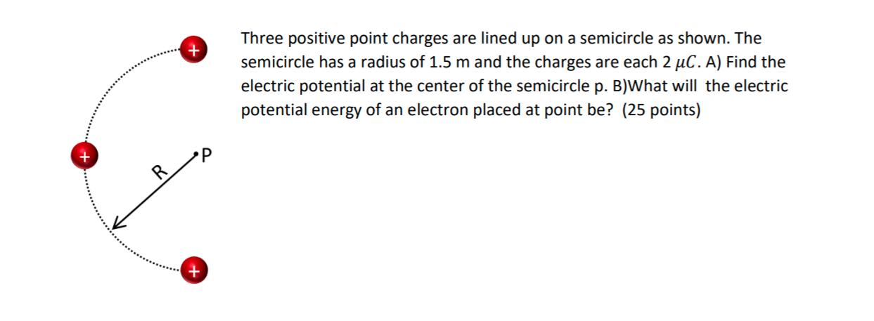 Solved + Three positive point charges are lined up on a | Chegg.com