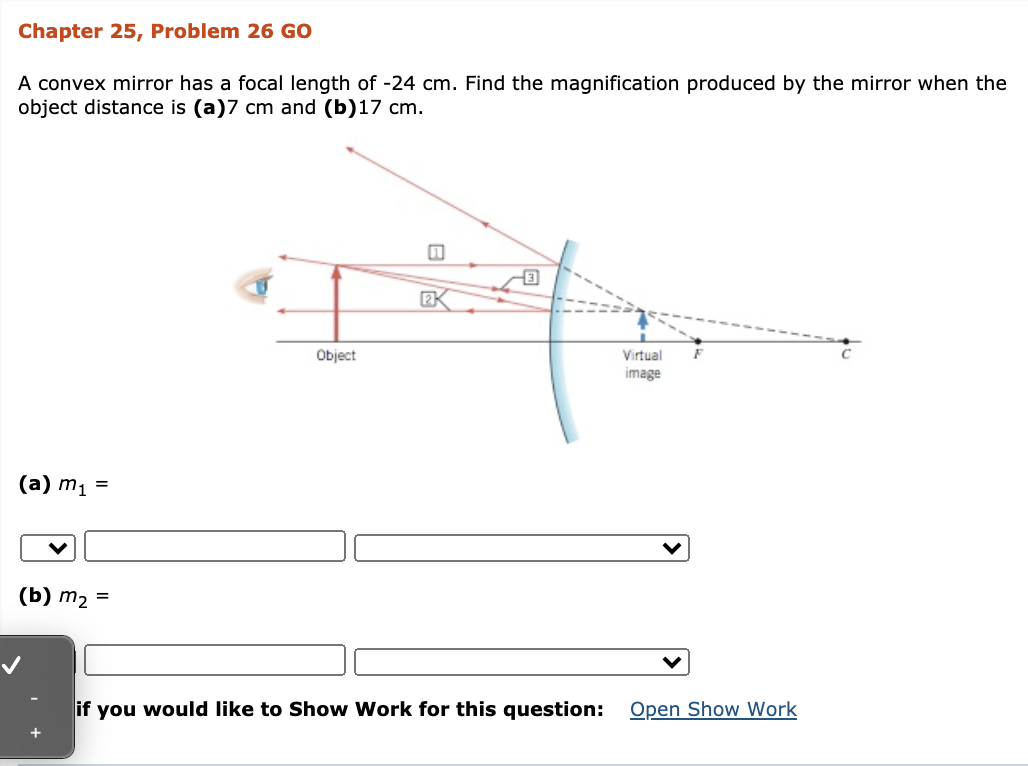 Solved Chapter 25, Problem 26 GO A convex mirror has a focal | Chegg.com