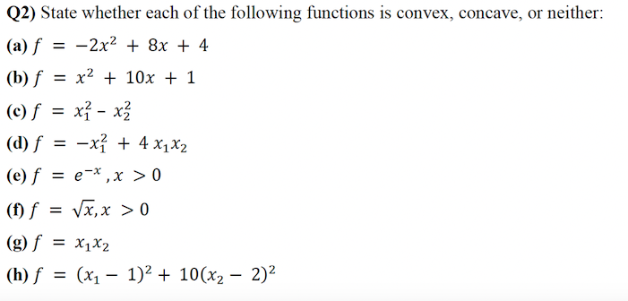 Solved Q2) State whether each of the following functions is | Chegg.com