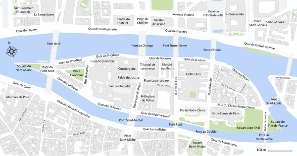 Solved Below is a map of Ile de la cite in Paris (the island | Chegg.com