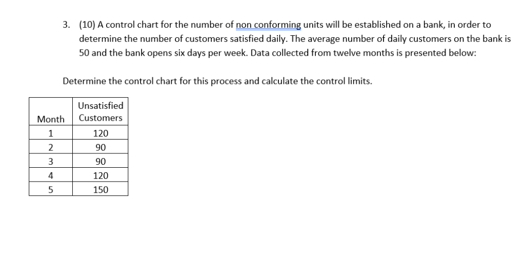 Solved (10) A control chart for the number of non conforming | Chegg.com