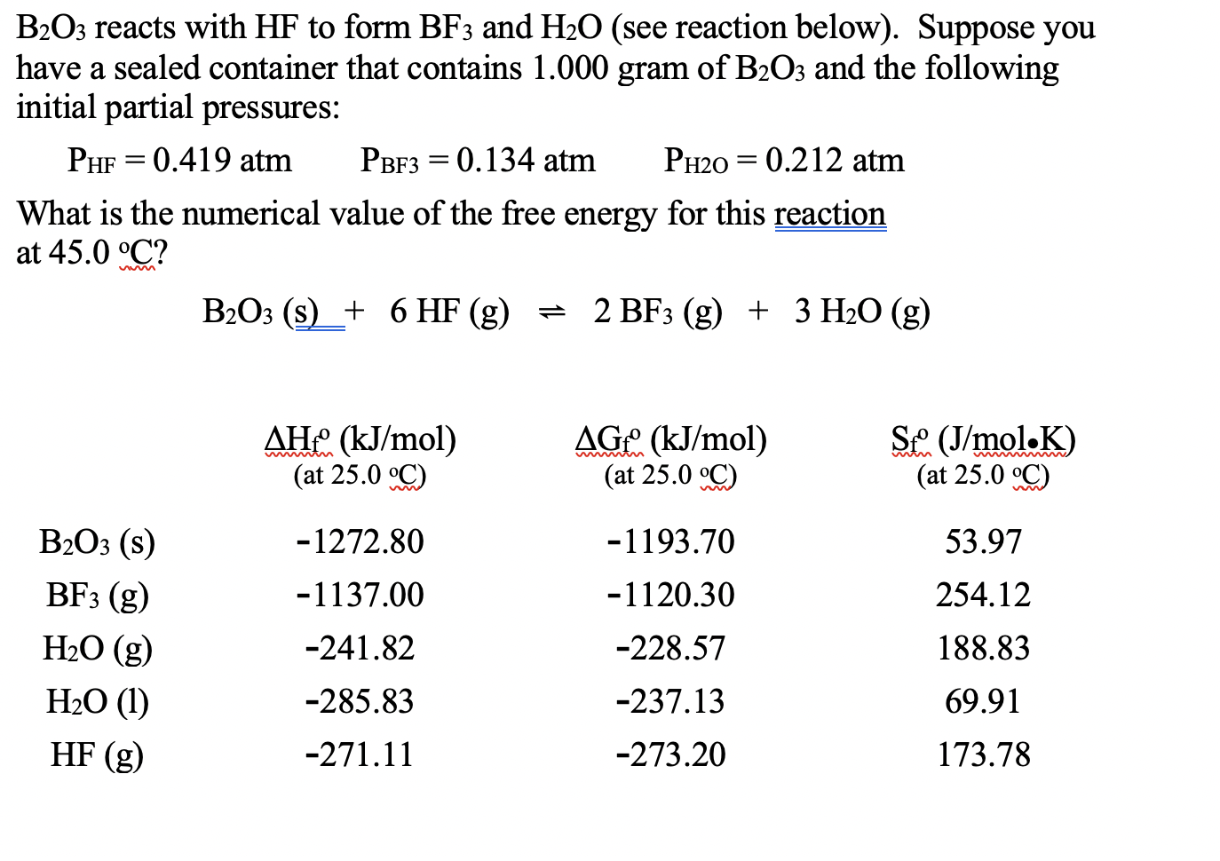 Solved B2O3 reacts with HF to form BF3 and H20 (see reaction | Chegg.com