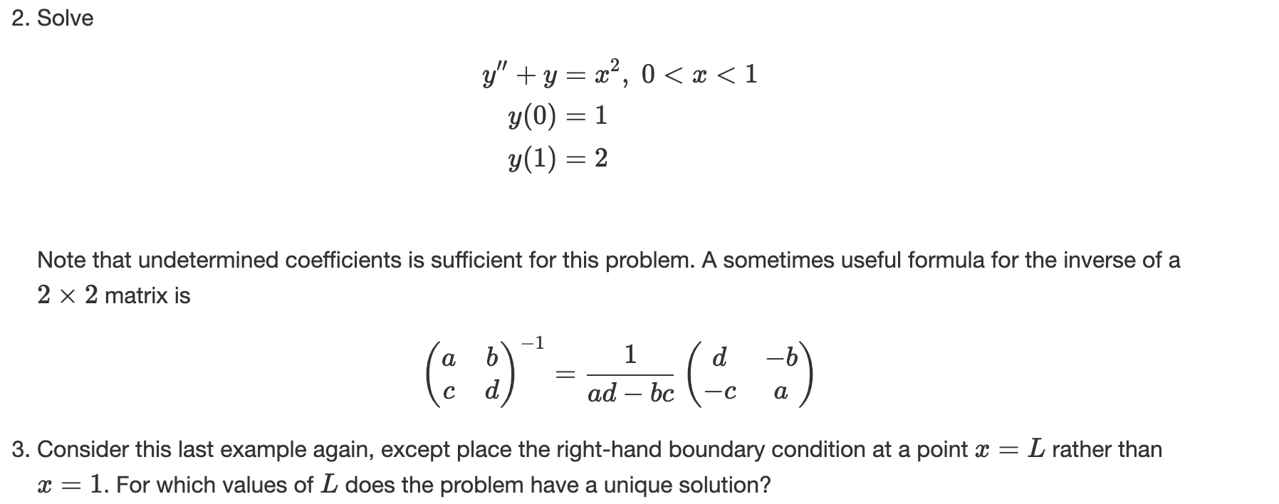 Solved 2. Solve y" + y = x, 0