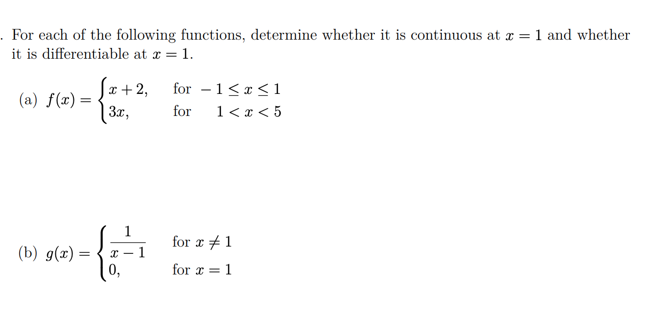 Solved For each of the following functions, determine | Chegg.com