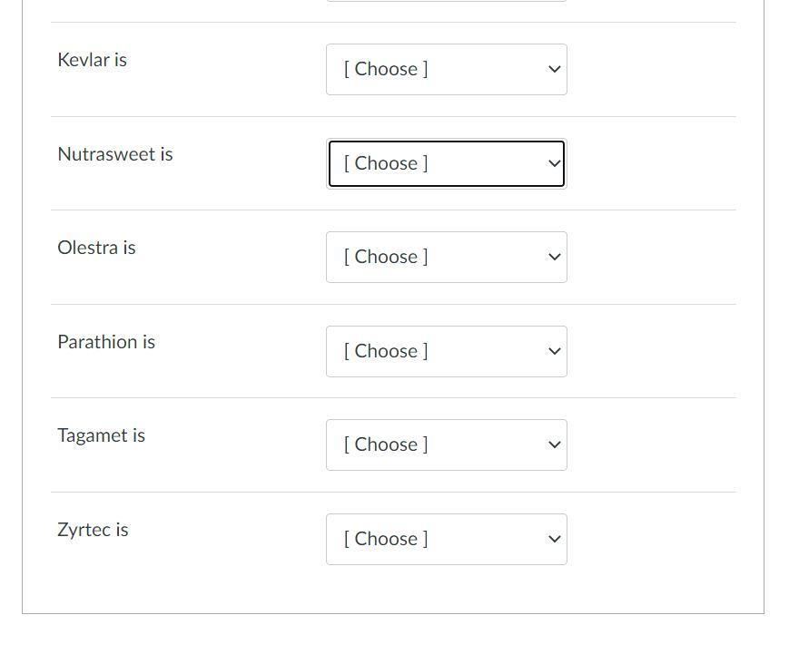 Solved The answer options are: a synthetic food | Chegg.com