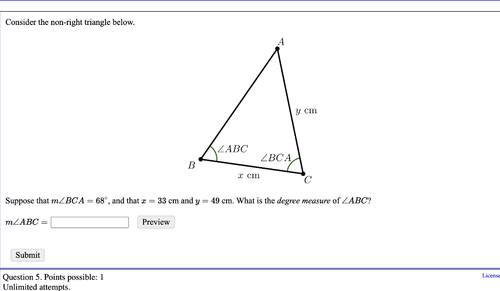 Solved Consider the non-right triangle below. Suppose that | Chegg.com