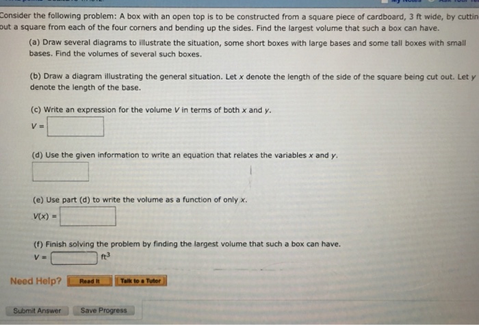 Solved Consider the following problem: A box with an open | Chegg.com