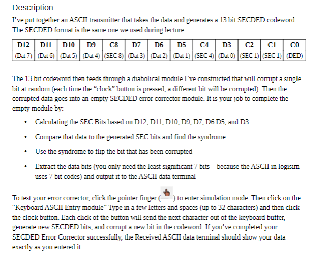 Description I've put together an ASCII transmitter | Chegg.com