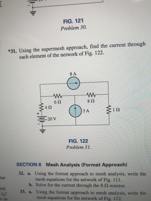 Solved FIG. 121 Problem 30. *31. Using the supermesh | Chegg.com