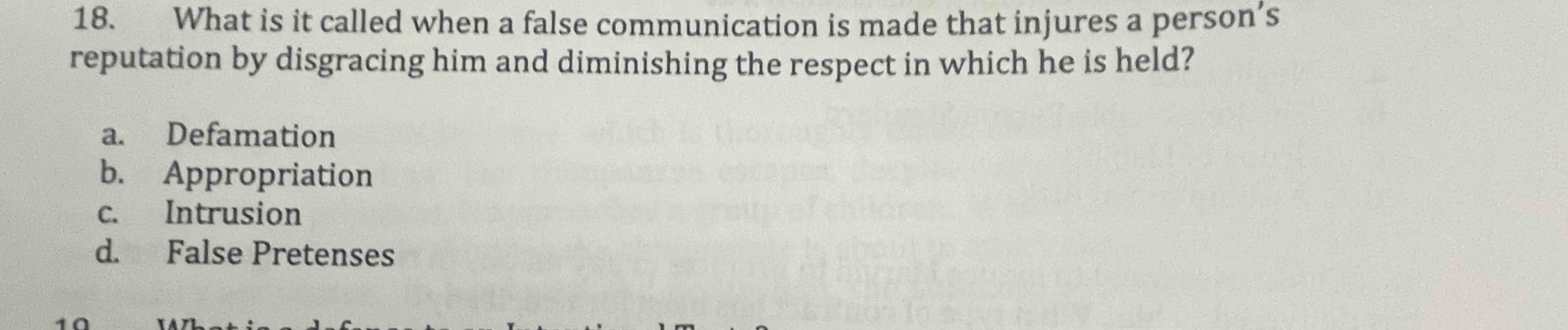 Solved What is it called when a false communication is made | Chegg.com