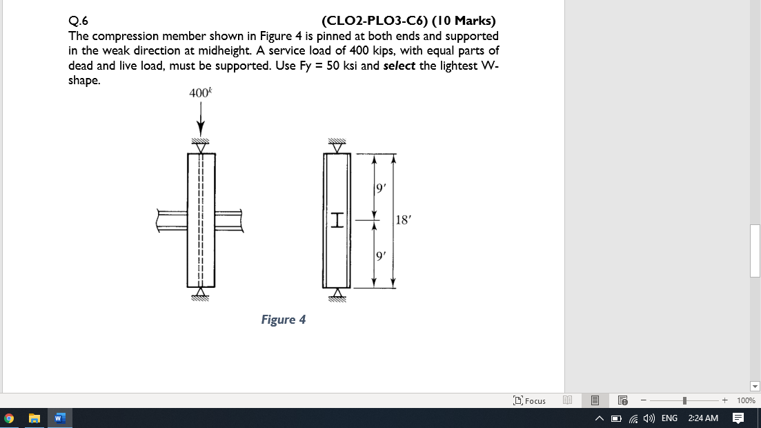 Solved Q.6 (CLO2-PLO3-C6) (10 Marks) The compression member | Chegg.com