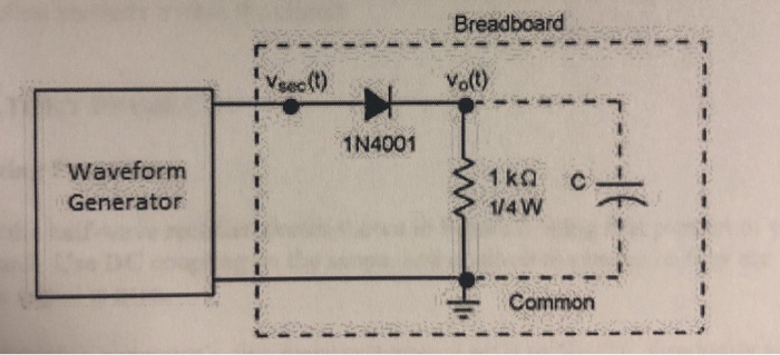 Solved Breadboard sec Vott) 1N4001 Waveform Generator Common | Chegg.com