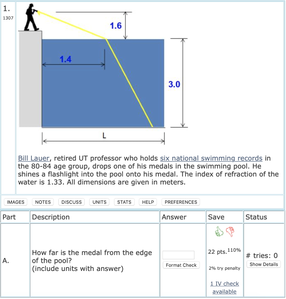 Solved 1. 1307 1.6 1.4 3.0 Bill Lauer, retired UT professor | Chegg.com