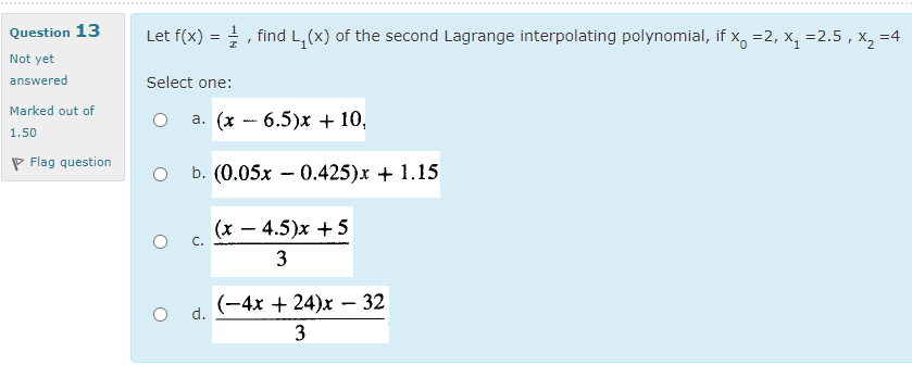 Solved Let f(x) = } , find 42(X) of the second Lagrange | Chegg.com