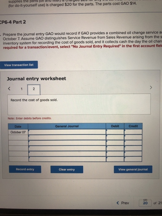 Solved 0 Required information CP6-4 Recording Journal Entry | Chegg.com