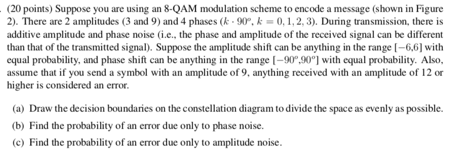 - (20 points) Suppose you are using an 8-QAM | Chegg.com
