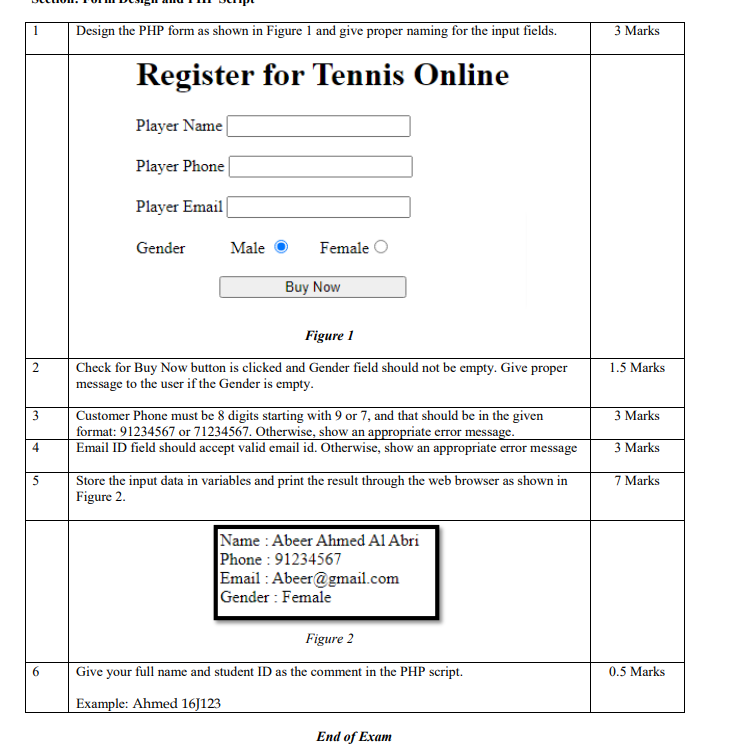 Solved 1 Design the PHP form as shown in Figure 1 and give | Chegg.com