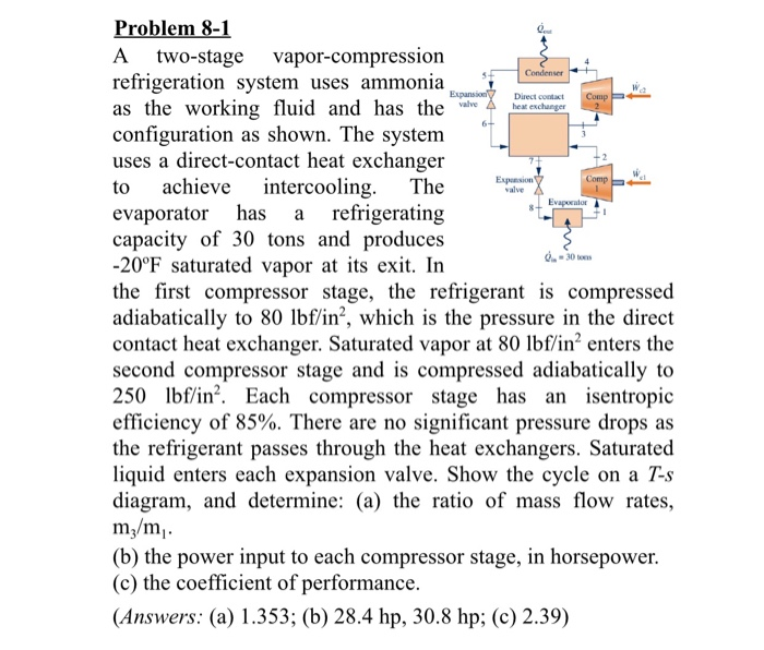 Solved A two-stage vapor-compression refrigeration system | Chegg.com