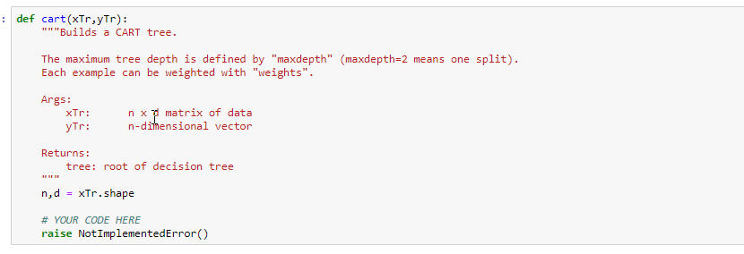 Implement Regression Trees Part One: Implement | Chegg.com