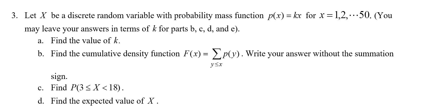 Solved 3 Let X Be A Discrete Random Variable With 9024