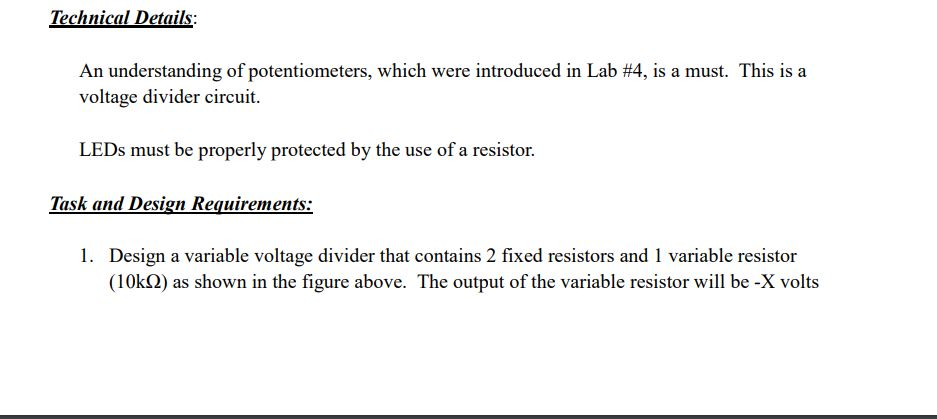 Design a variable voltage divider that contains 2 | Chegg.com