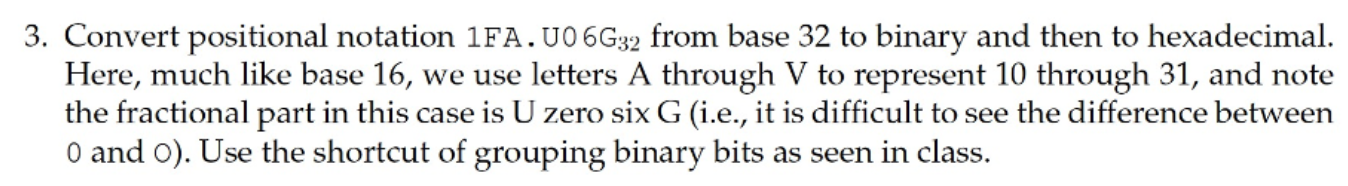 Solved Convert positional notation 1FA.U06G332 ﻿from base 32 | Chegg.com